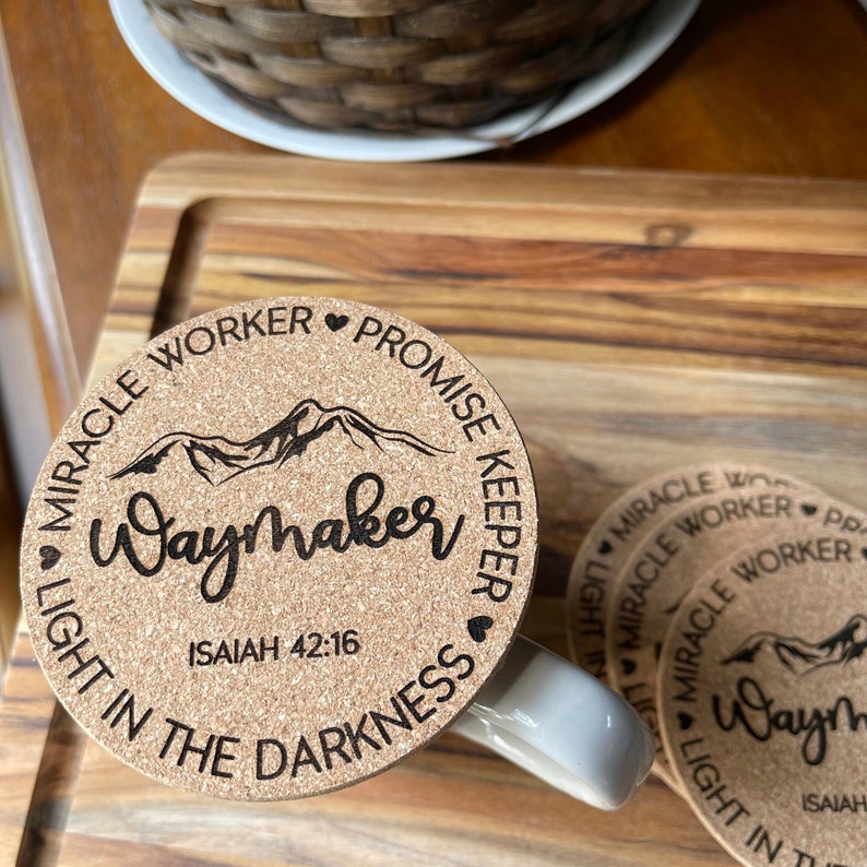 Christian Cork Coasters - Waymaker Design - Set of 4 - Etsy