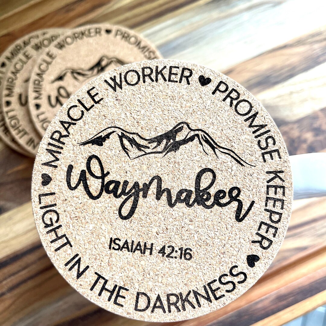 Christian Cork Coasters - Waymaker Design - Set of 4 - Etsy