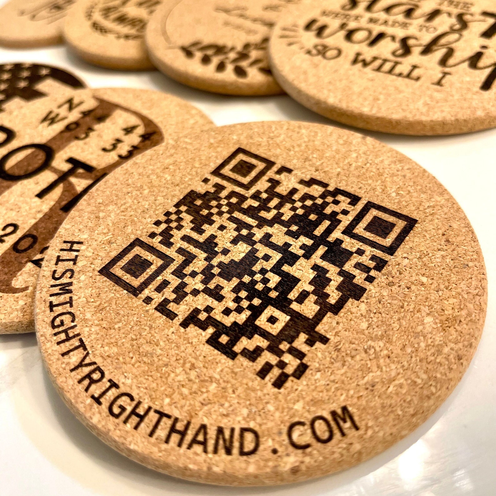 Custom Engraved Cork Coasters - Personalized Design, Set of 4 - Etsy