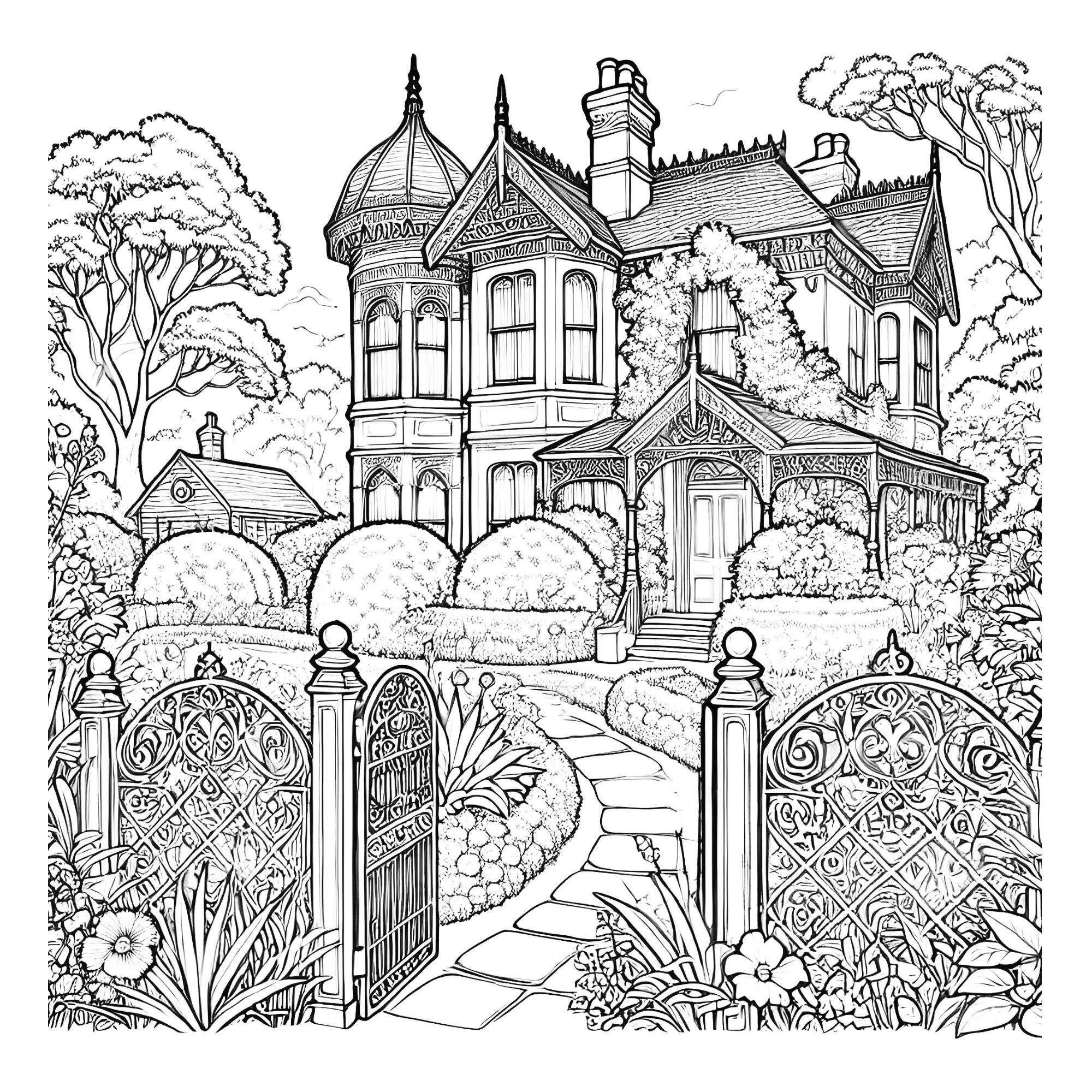 Historic Town - Victorian Homes and Sreetscapes Coloring Pages ...