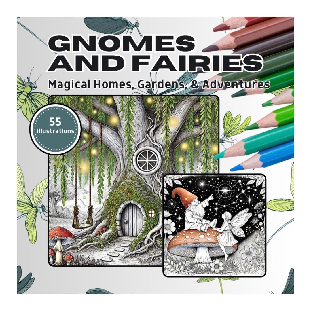 Gnomes and Fairies Coloring Pages: Magical Homes, Gardens, and ...