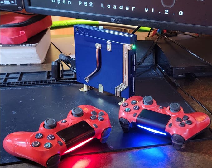 PS2 Ultra Slim Game Console - Blue Assimilation - MX4SIO, Blueretro ...