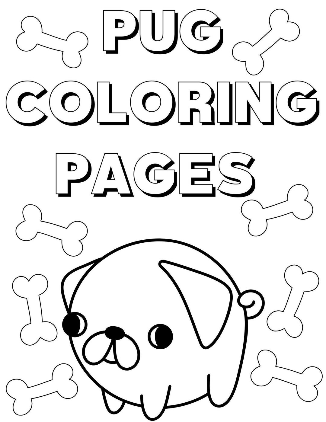 15 Pug-tastic Coloring Pages: 15 Unique Pages + Bonus Cover Coloring ...