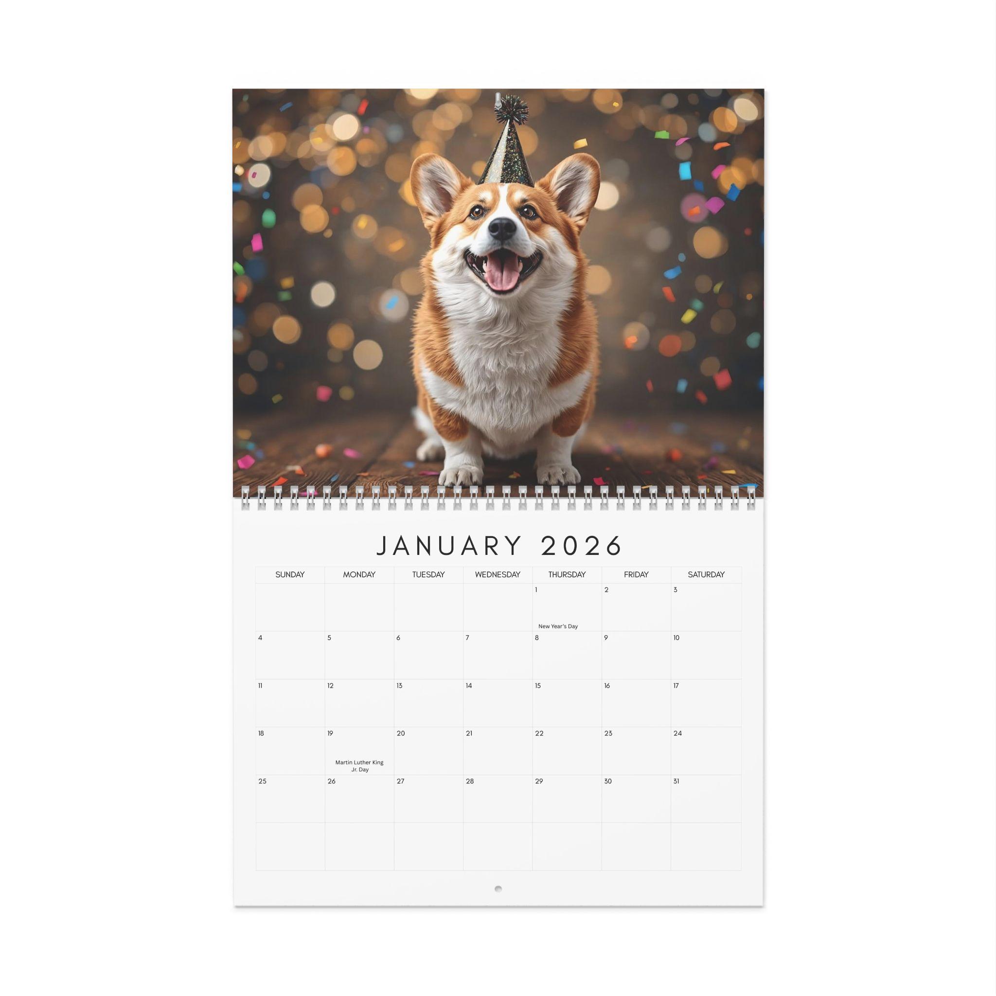 2026 Corgi Calendar | 12 Month Wall Calendar With Adorable Corgis ...