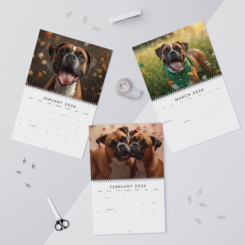 2026 Boxer Dog Wall Calendar | 12 Month Calendar With U.S. Holidays ...