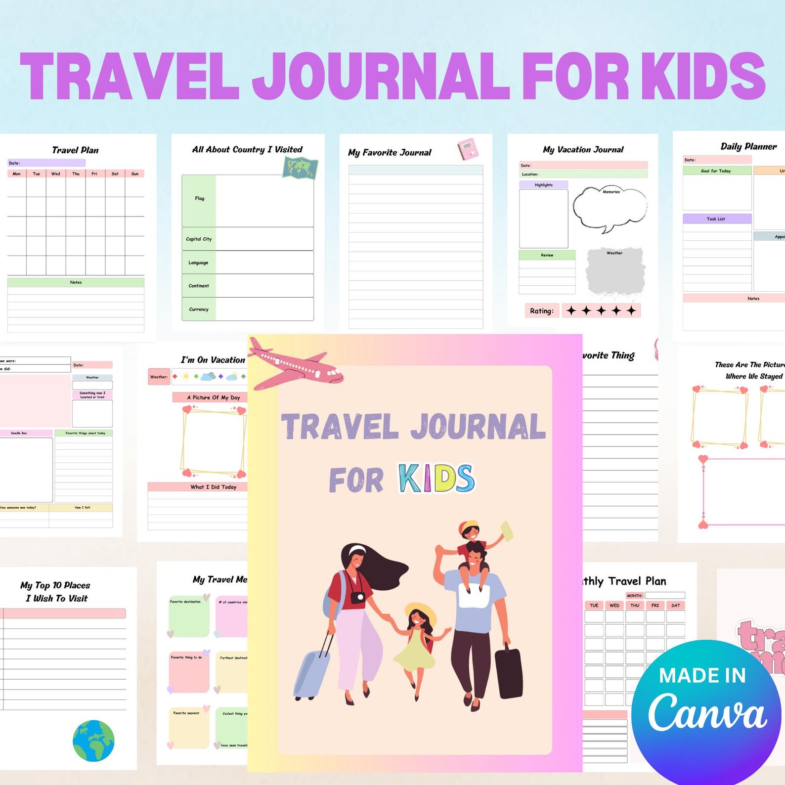Editable Kids Travel Journal – Printable Adventure Diary & Planner ...