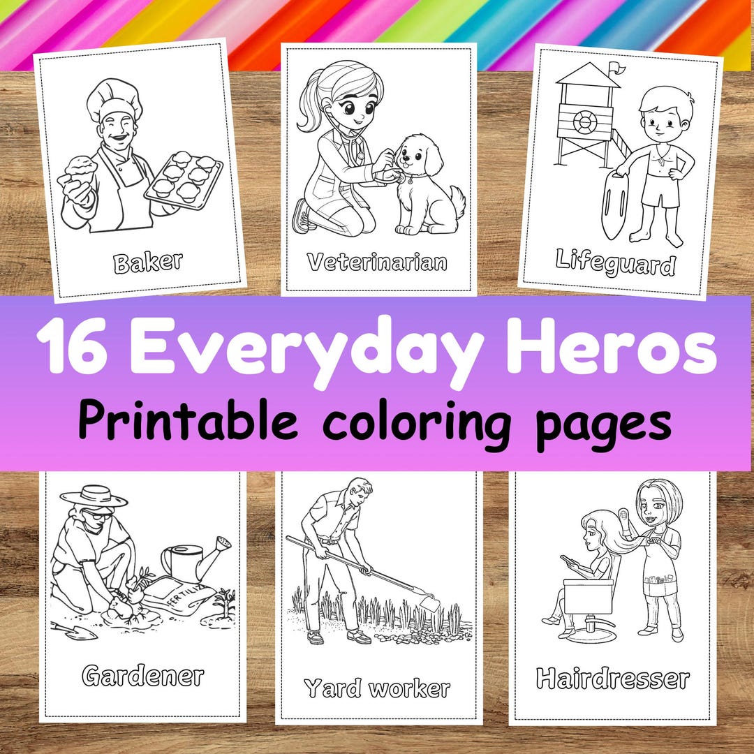 Everyday Heroes Coloring Pages: Printable Kids Activity (digital ...