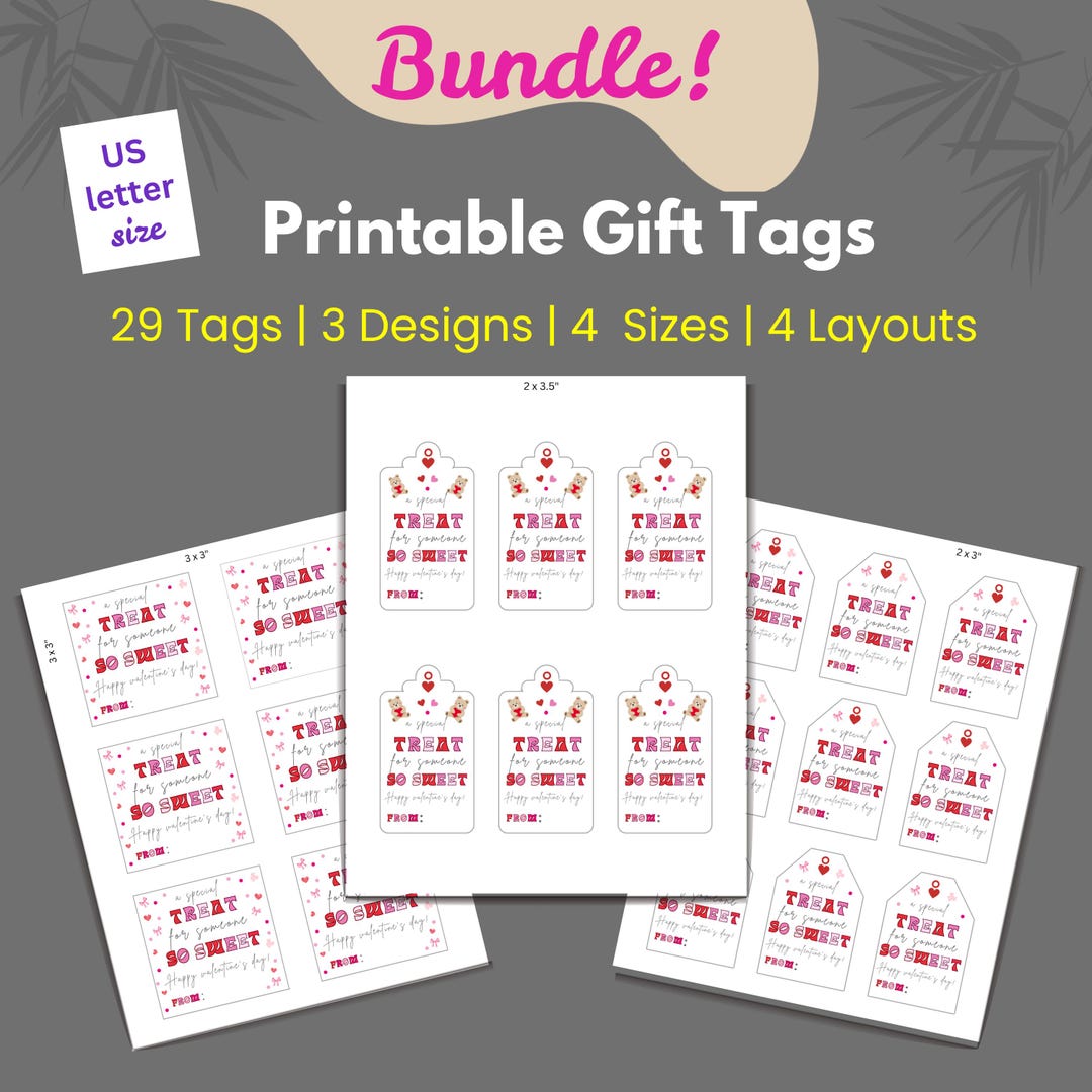 Valentines Day Gift Tags Printable Valentines Tags Instant Download ...