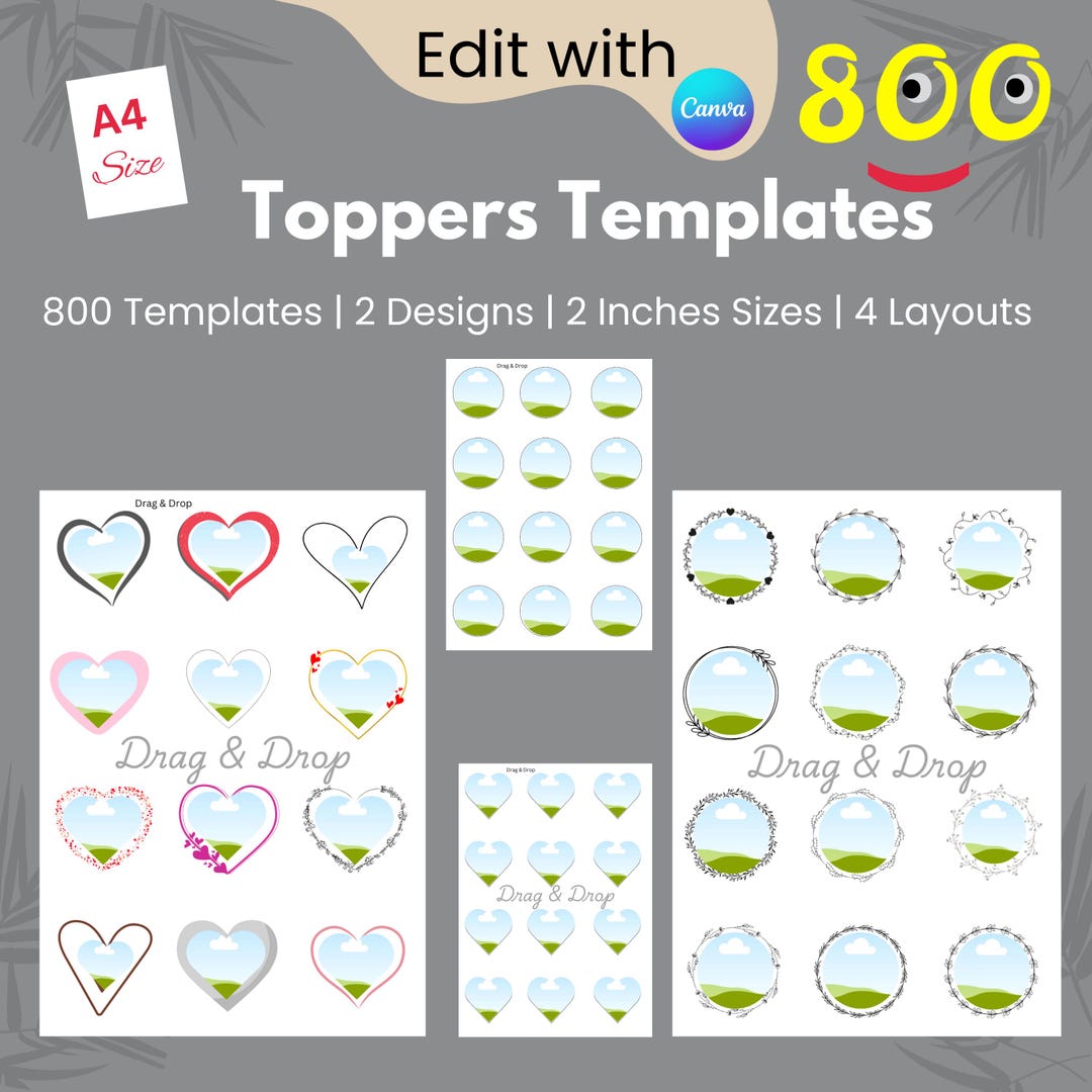 Cake Toppers Templates, Editable Canva Templates, Drag and Drop Canva ...