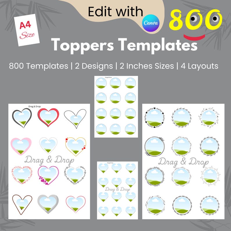 800+ Cake Toppers Templates: Editable Canva Designs (digital Download ...