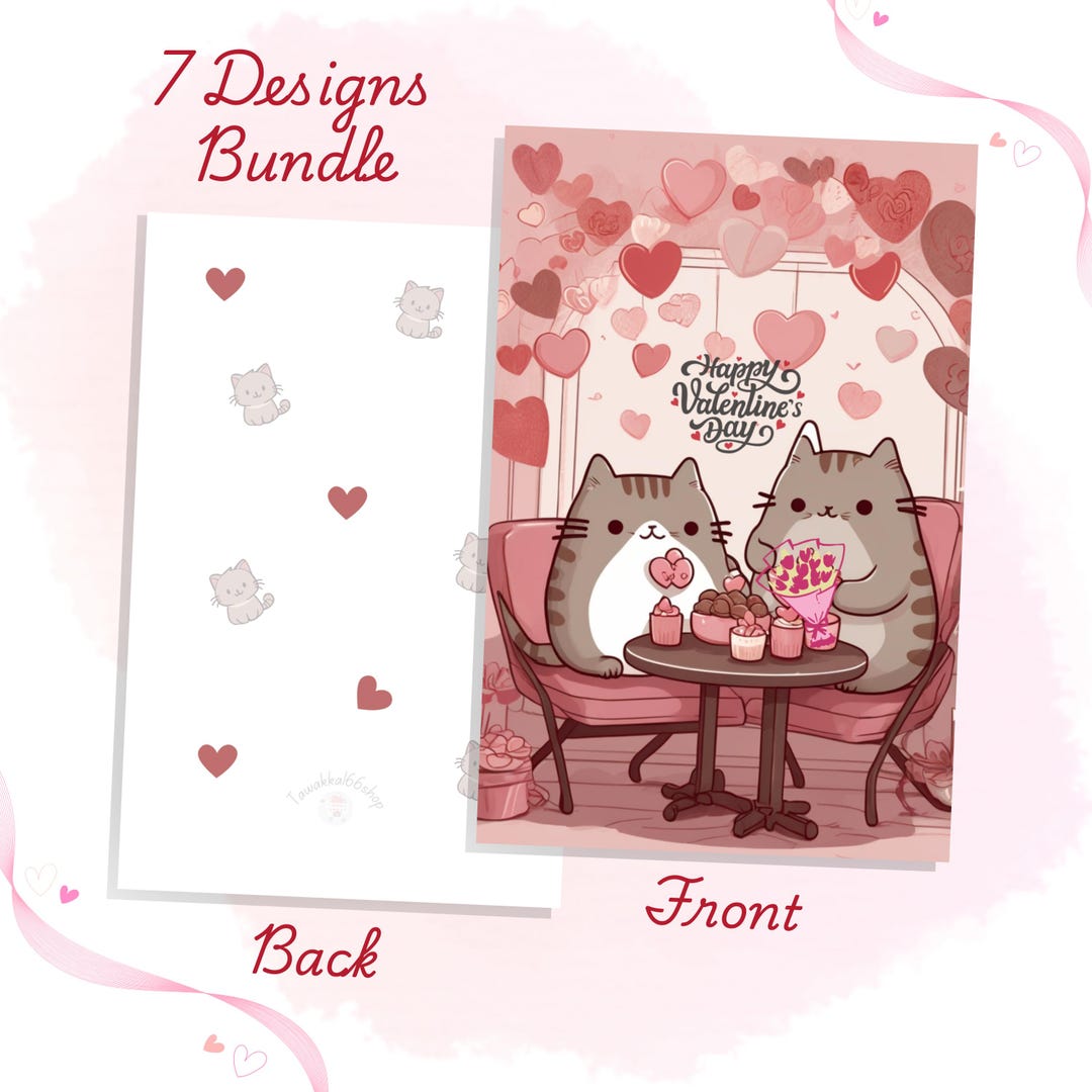 Printable Valentine's Day Card Bundle: Romantic DIY Cards Digital ...