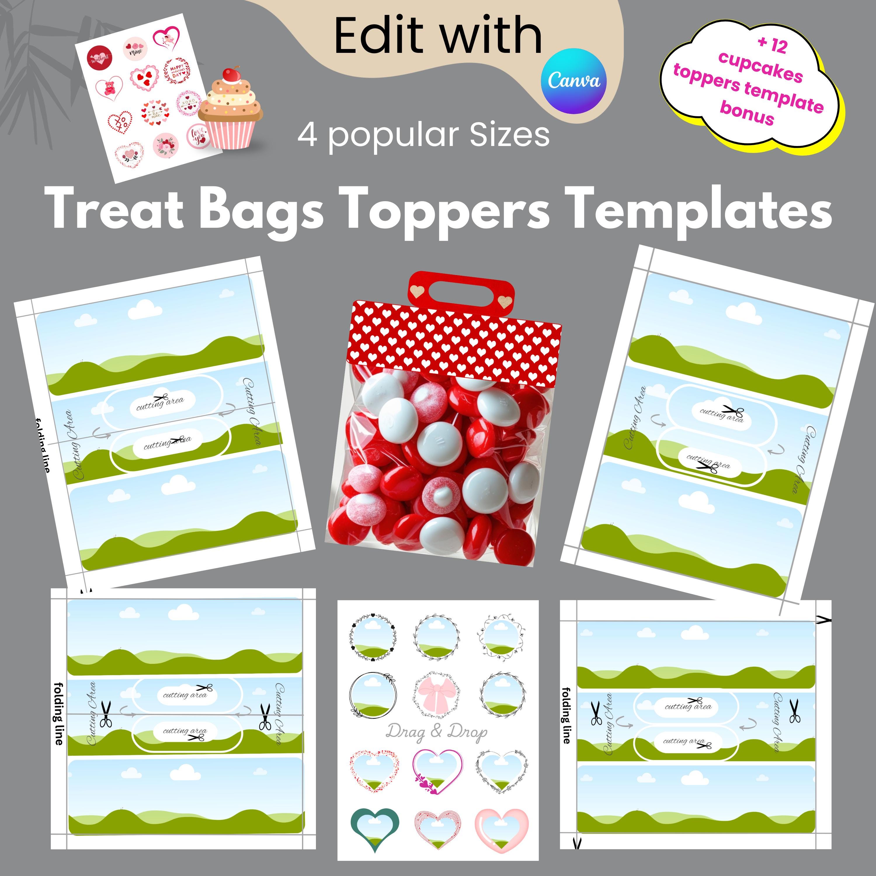 Valentine Treat Bag Toppers With Handle Editable Canva Template Instant ...
