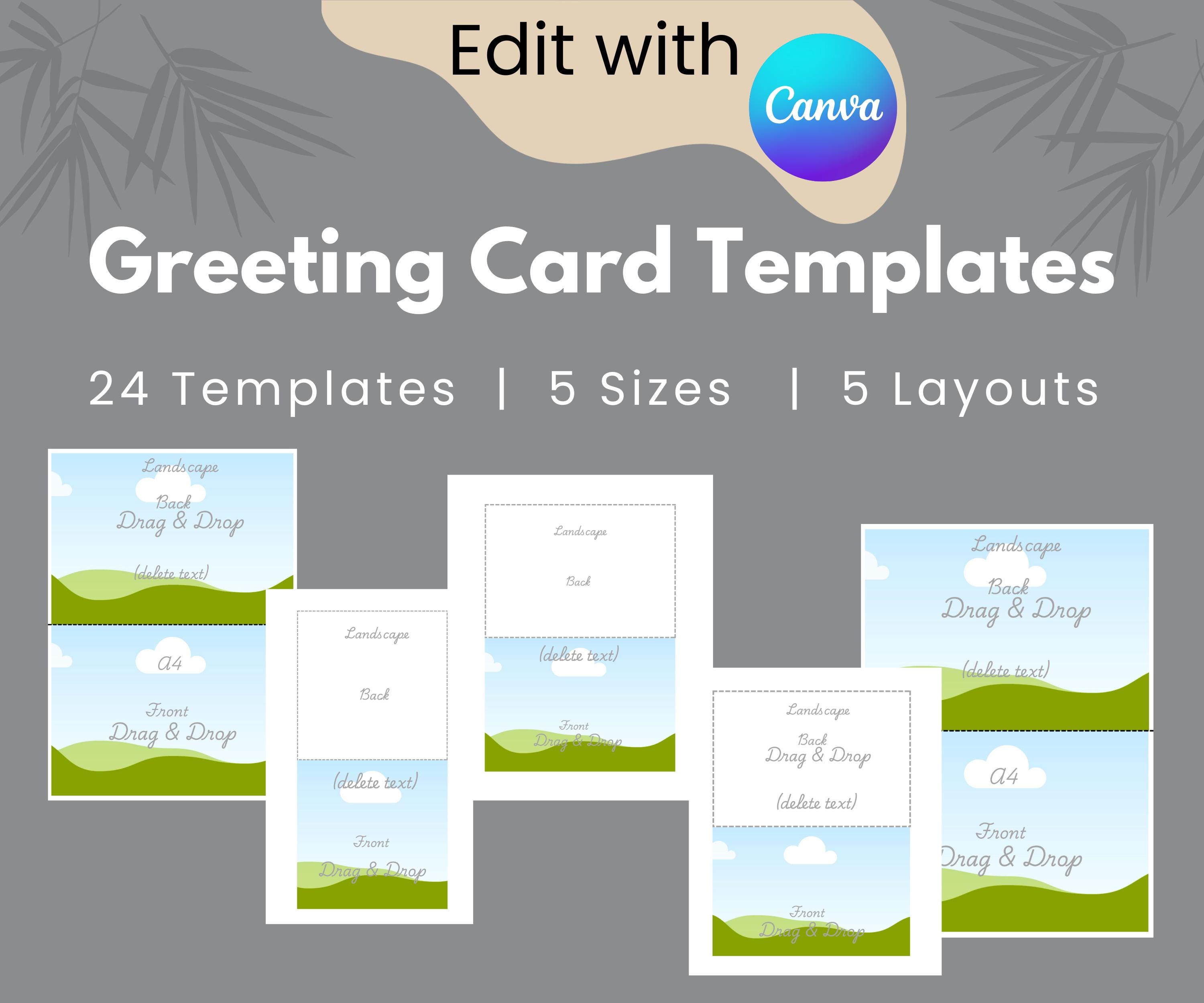 24 Canva Greeting Card Templates: Editable Bundle (5 Sizes) - Etsy