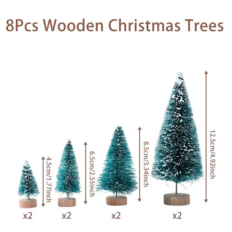 Artificial Mini Wooden Christmas Tree Blue Green White Gold Tower Pine ...