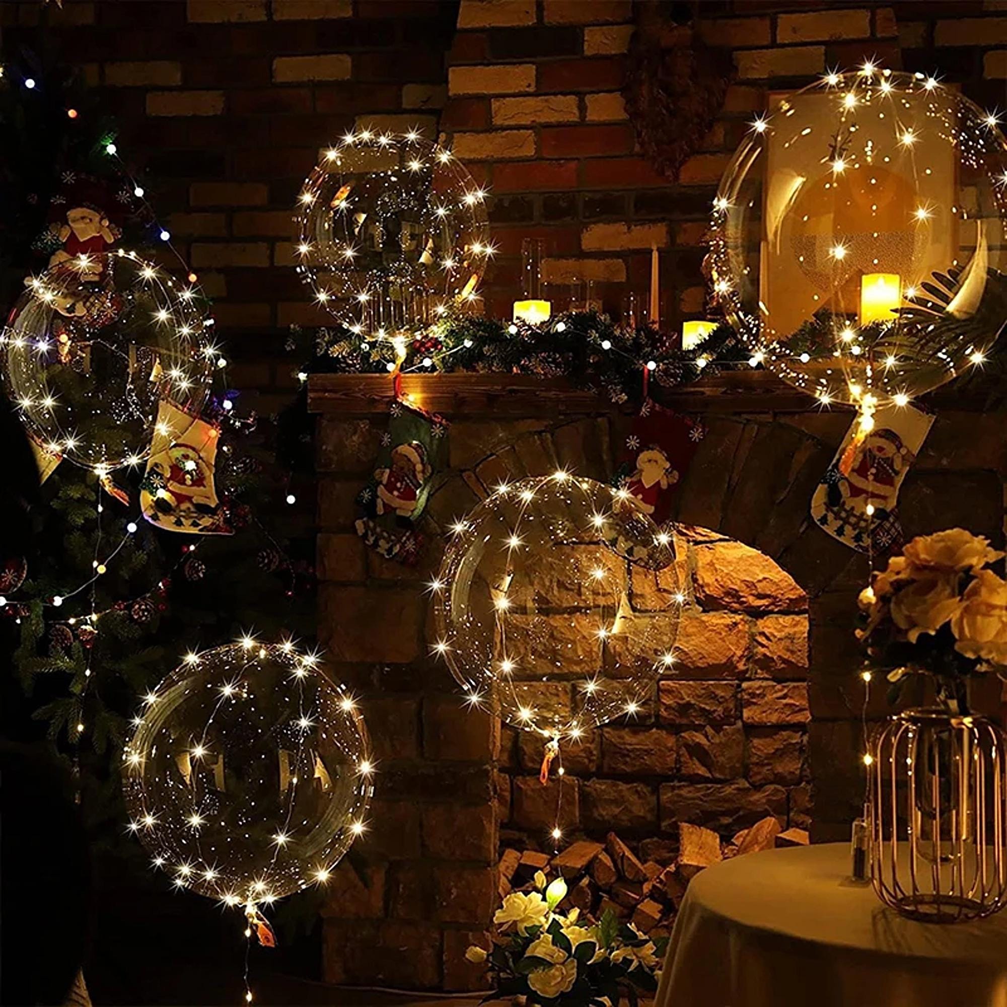 10pcs LED Light up Bobo Balloons Transparent Balloons With String ...