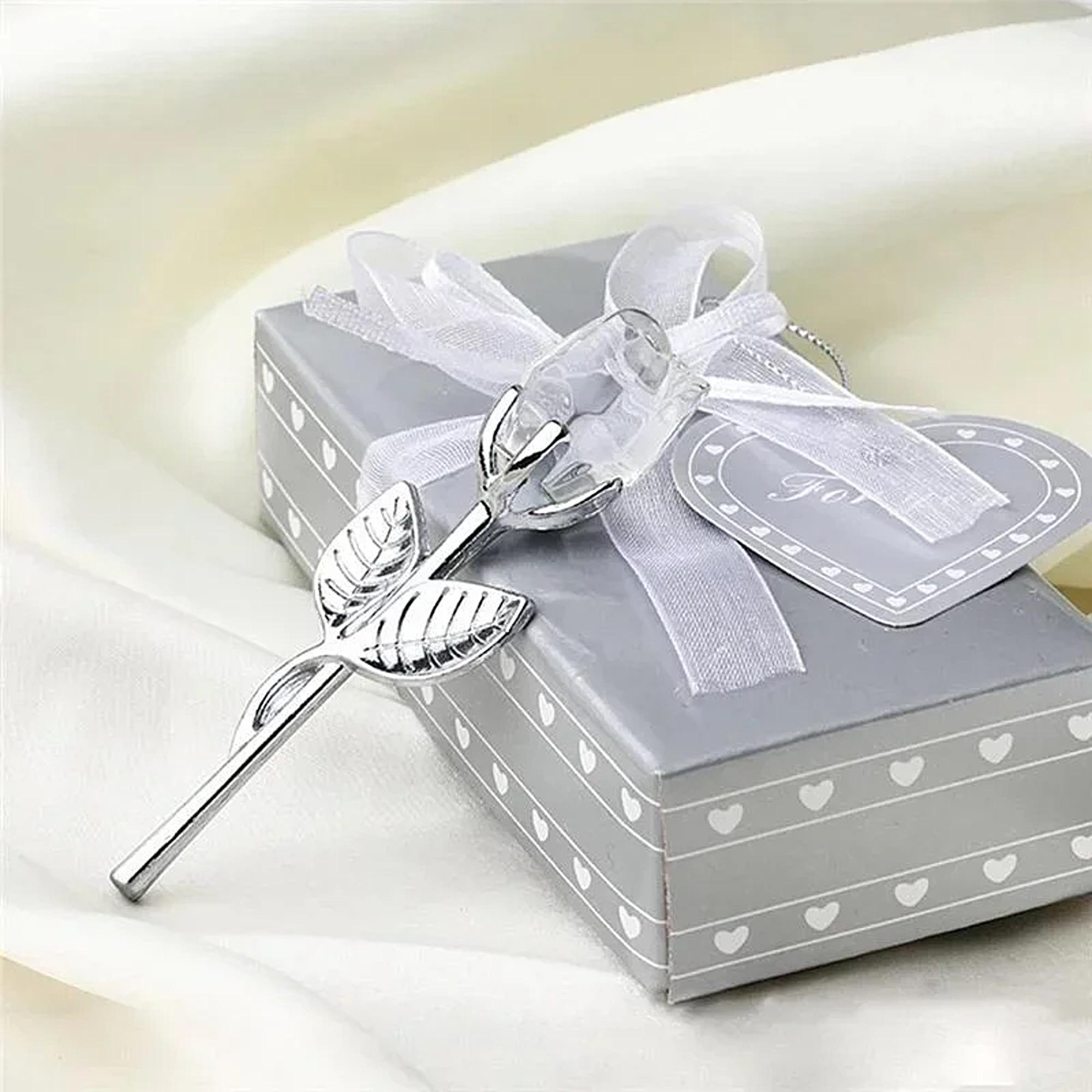 Crystal Glass Rose Flower Figurines Craft Valentine's Day Favors X'mas ...