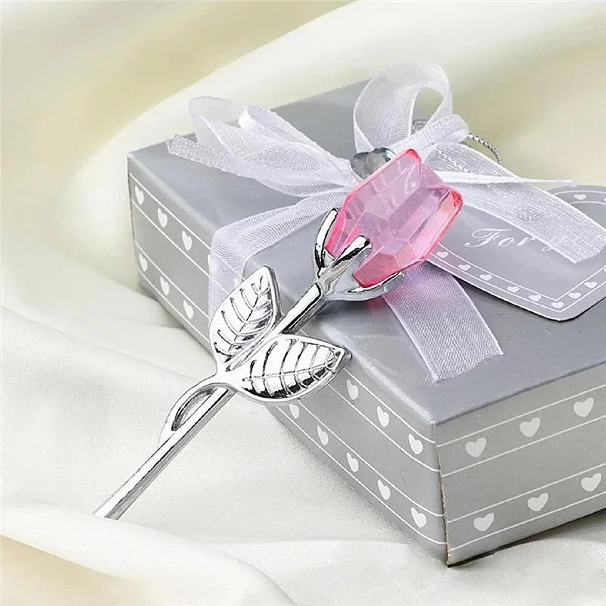 Crystal Glass Rose Flower Figurines Craft Valentine's Day Favors X'mas ...