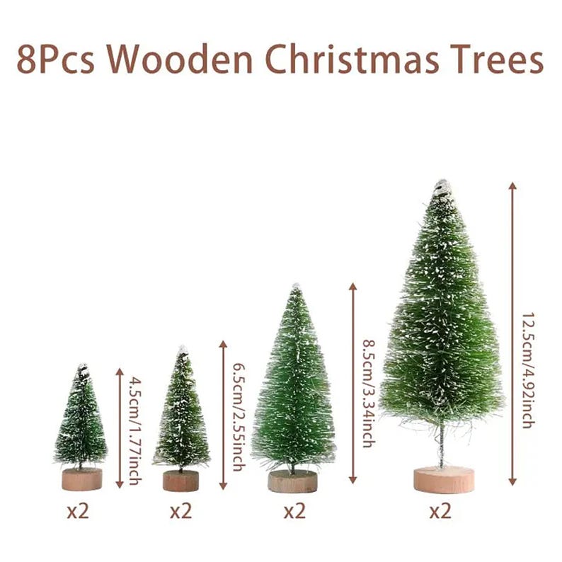 Artificial Mini Wooden Christmas Tree Blue Green White Gold Tower Pine ...