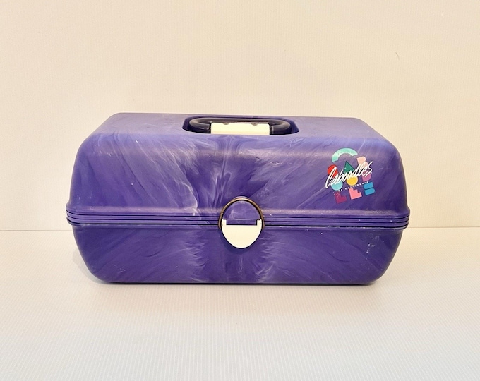 Vintage Caboodles Makeup Case Large 2 Folding Trays 1 Mirror Purple ...