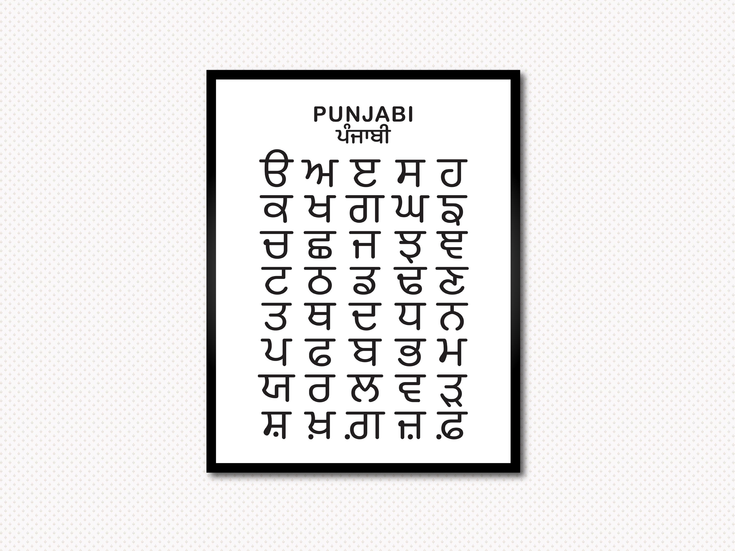 Punjabi Alphabet, Gurmukhi, Learn Punjabi, Digital Punjabi Poster ...