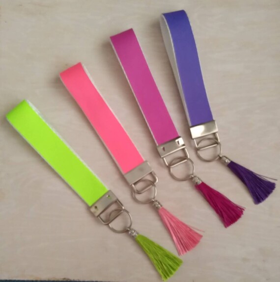 Neon Green Pink Magenta Purple Keychain or Key Fob Choose - Etsy