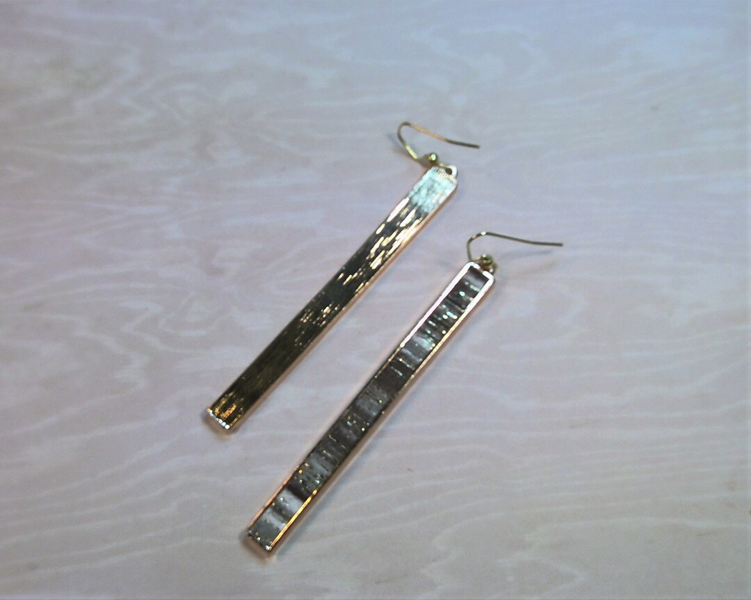 Gold Bar Earrings, 4 Inches or 10 Cm - Etsy