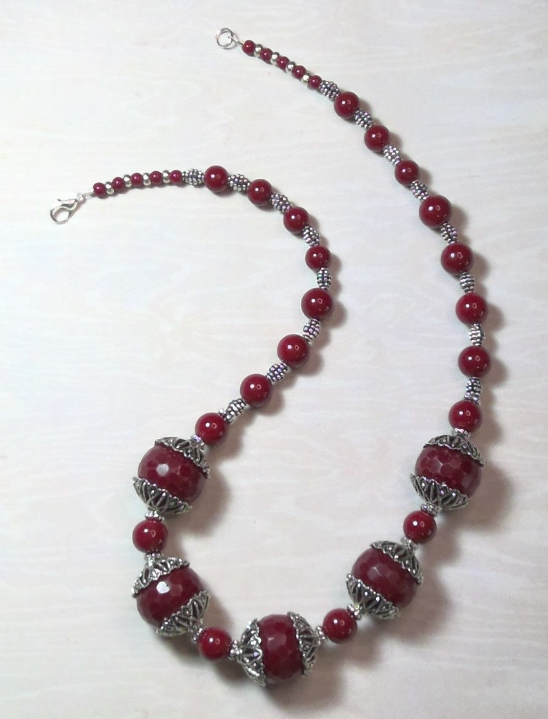 Red and Silver Necklace-large, Chunky, 20 Inches - Etsy