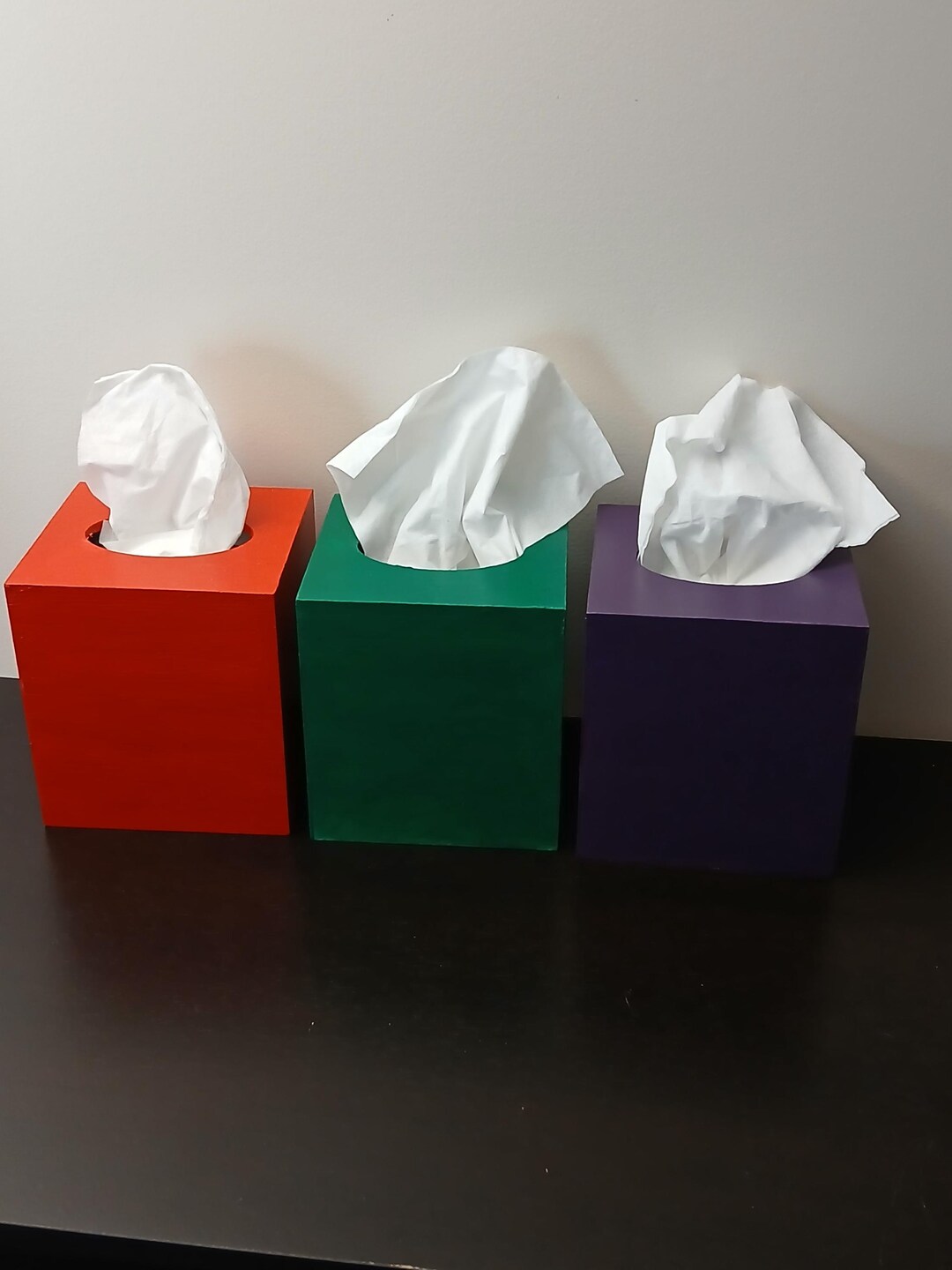 Modern Solid Color Tissue Box Covers Sturdy Wood Square 5 1/4x5 1/4x5 3 ...