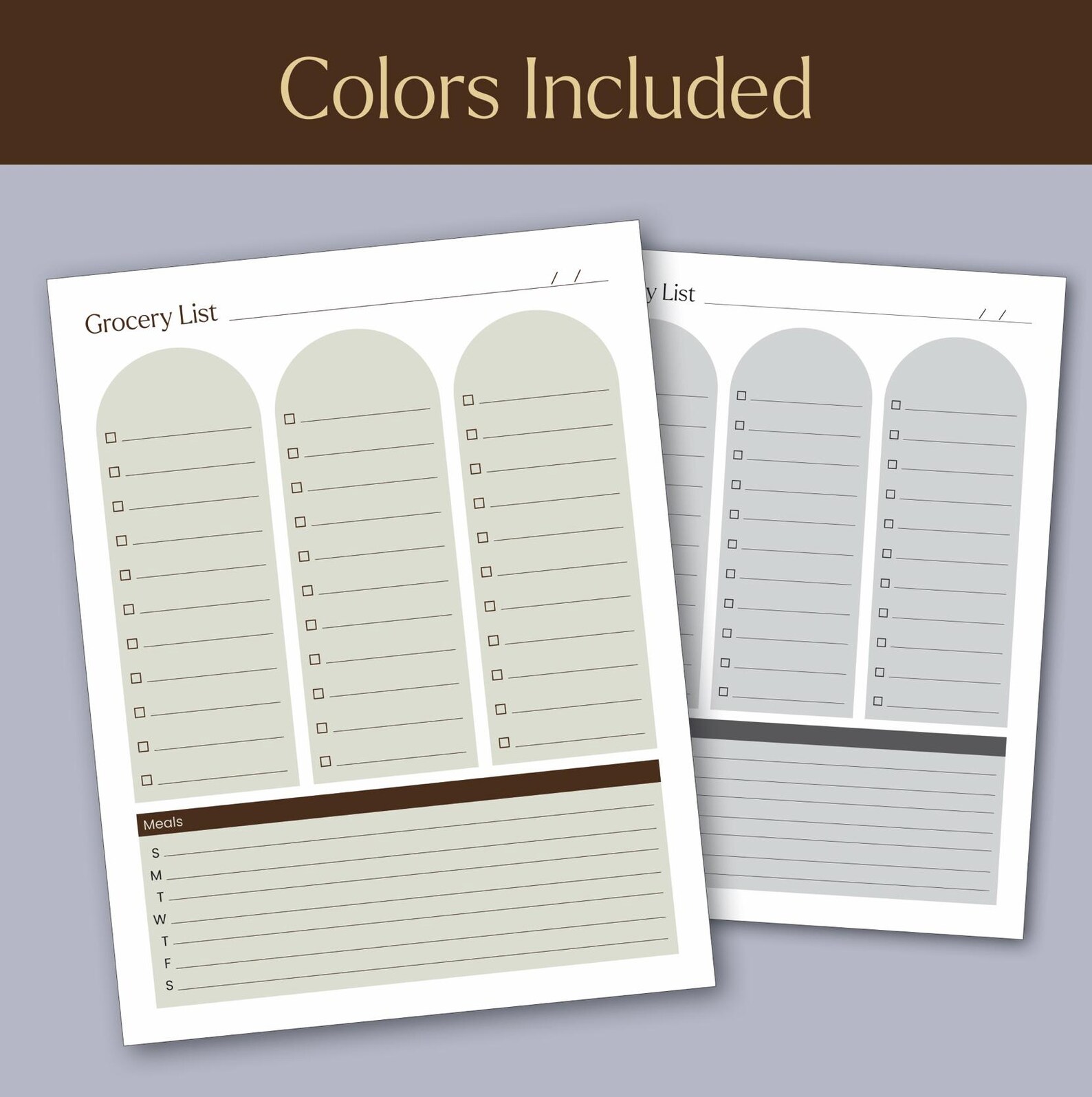 Printable Grocery List With Meal Planner (PDF Download) - Etsy