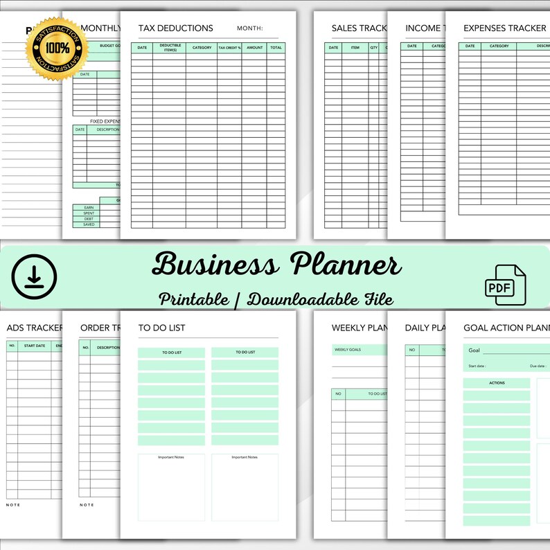 Small Printable Business Planner, Bundle Printable, Small Business ...