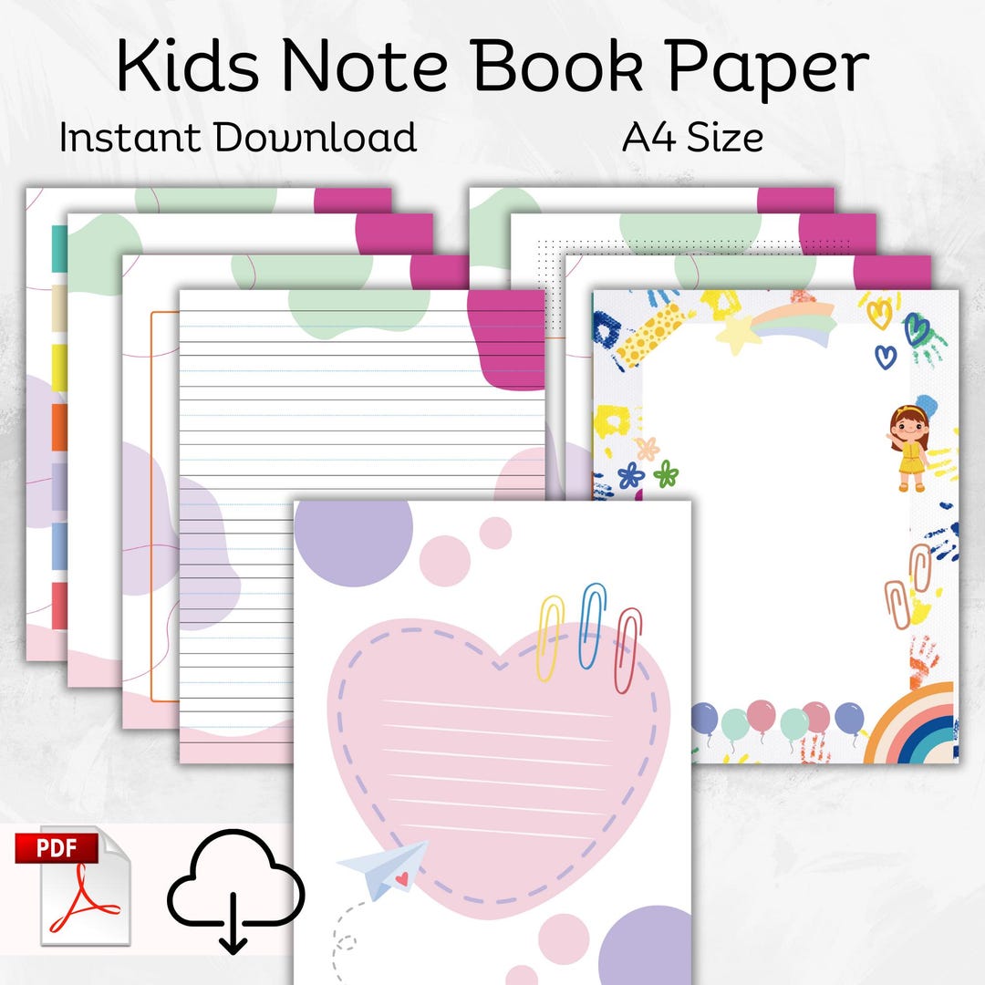 50+ Kids Notebook Paper Bundle Canva Templates, Printable Pages ...