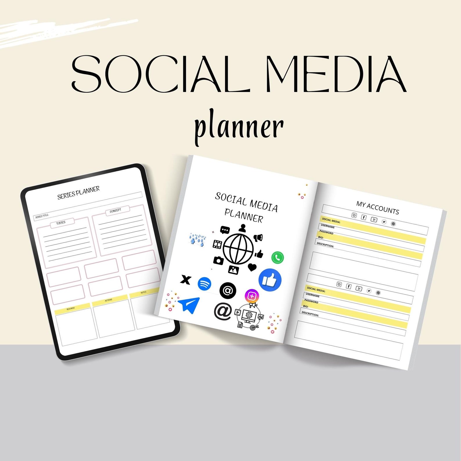 Social Media Planner, Social Media Content Calendar, Social Media ...