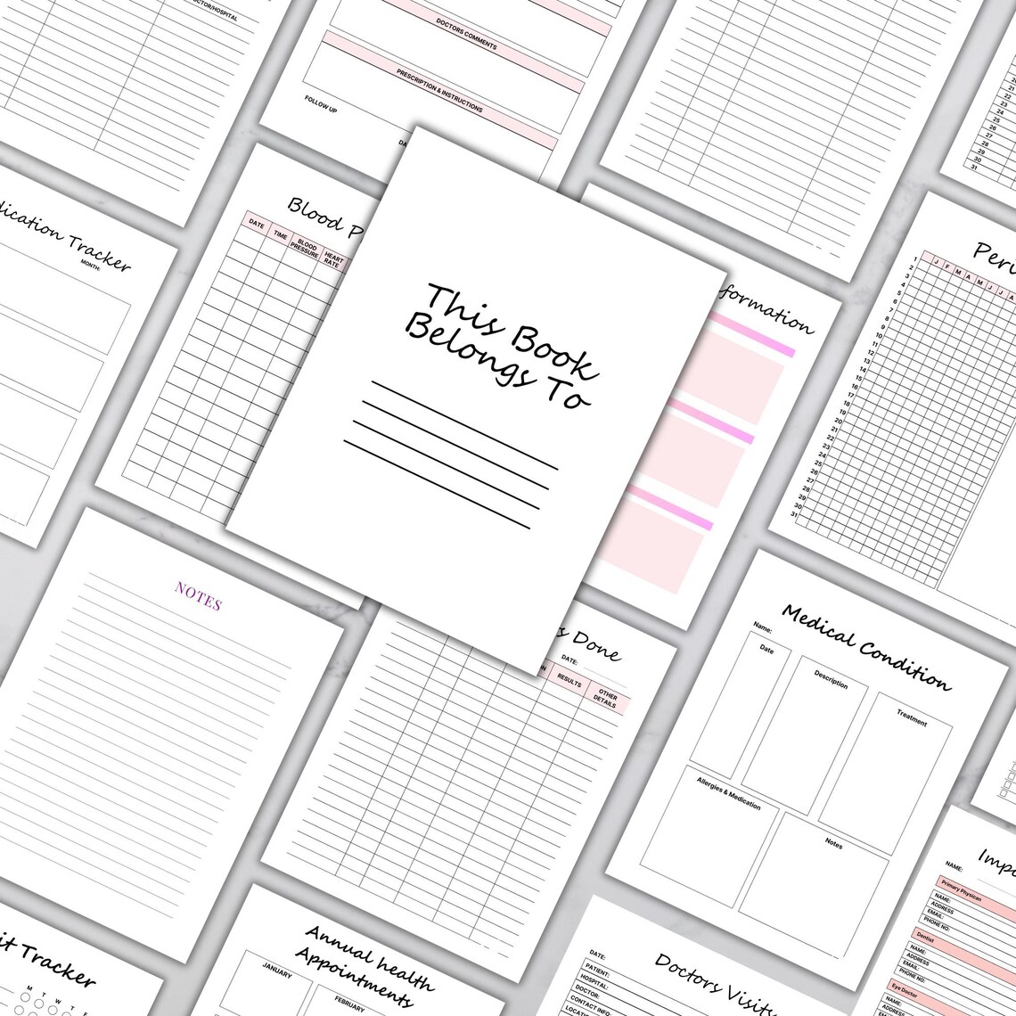 Medical Log, Medical Binder, Medical Planner Bundle Printable, Medical ...