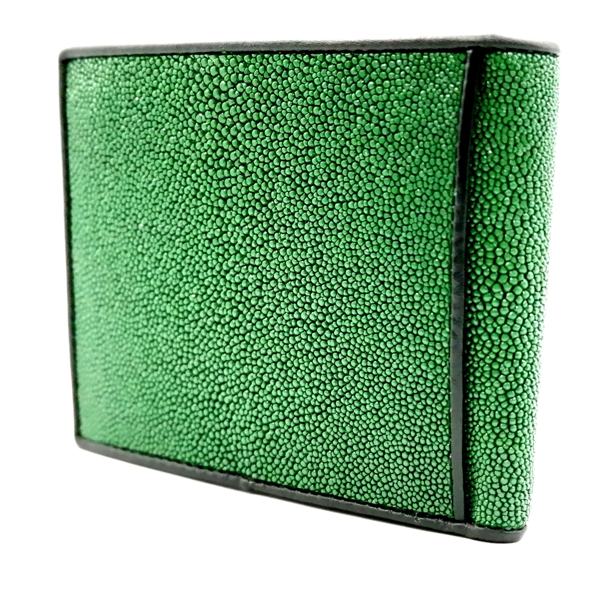 New Green Genuine Stingray Leather Men Bi-fold Crafted Wallet. - Etsy