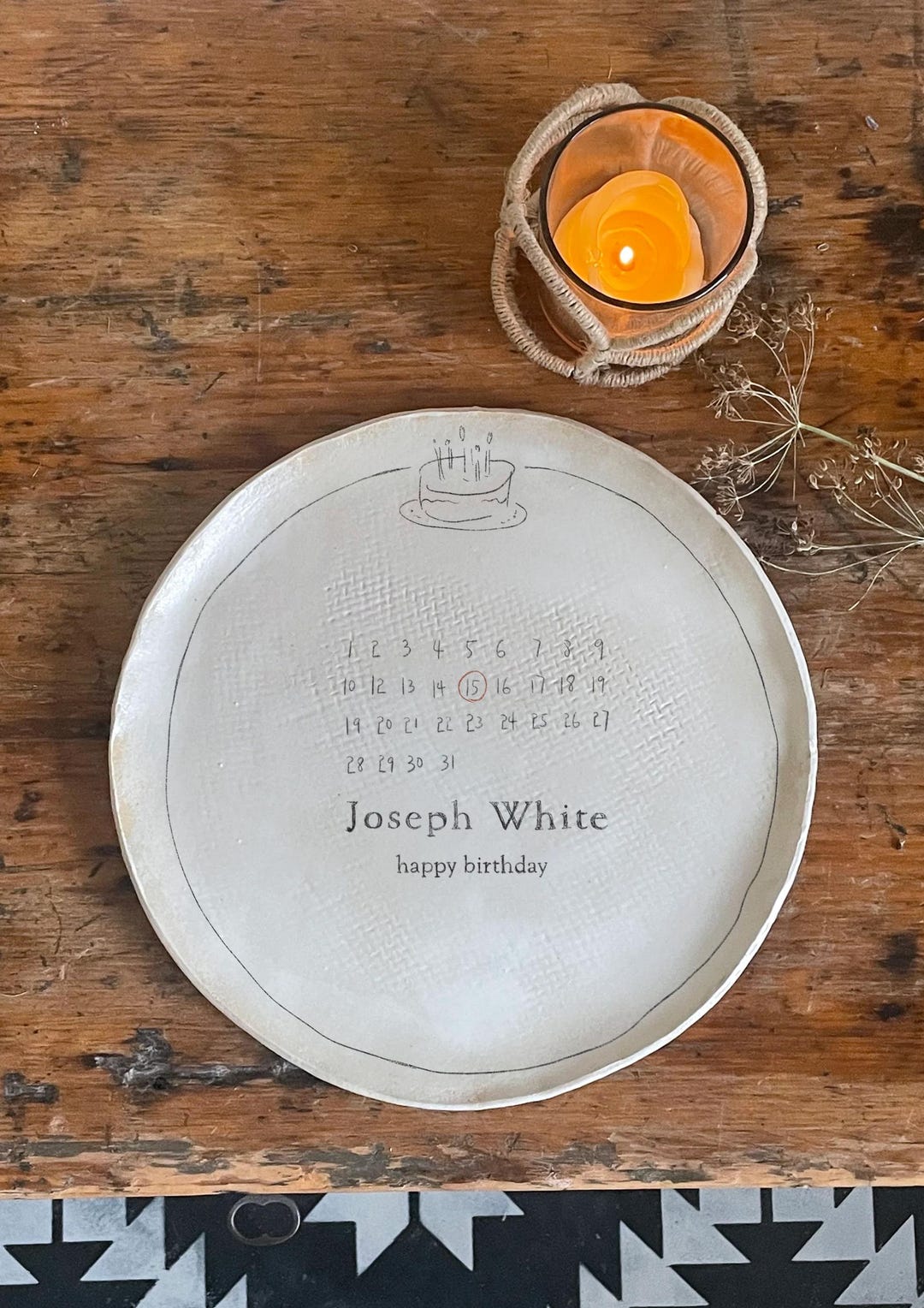 Birthday Calendar Plate, Personalized Plate, Modern Custom Name and ...