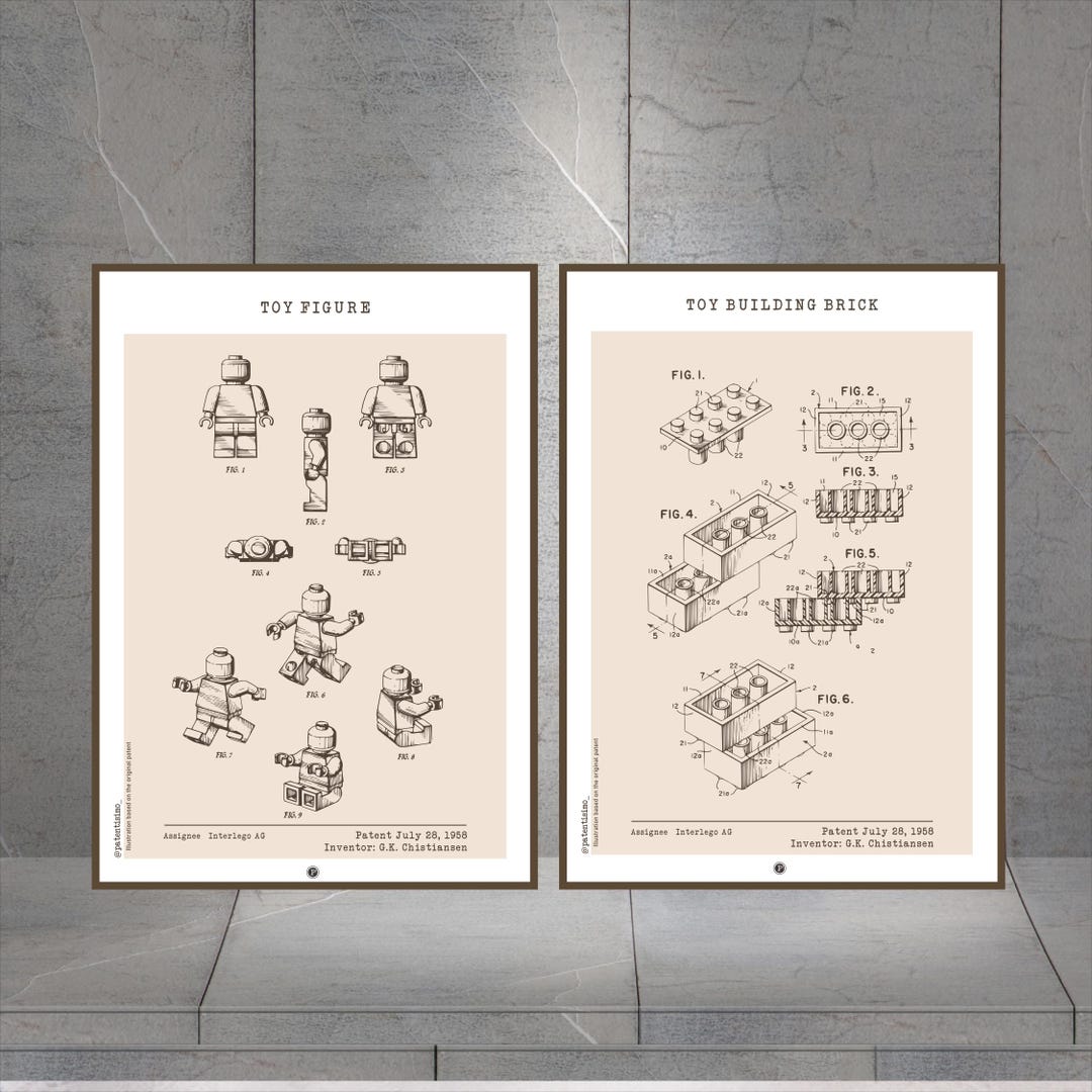 Mini Figure Brick Toy Set of 2, Wall Art, Poster Brick, Brick Toy, Kids ...