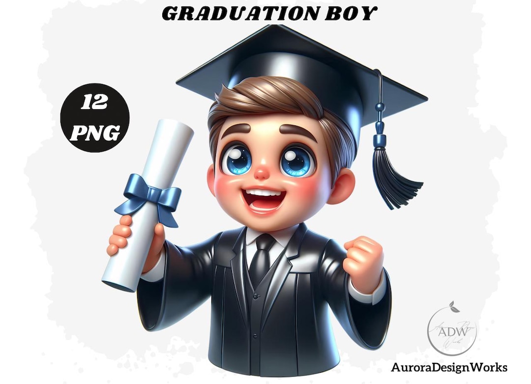 Graduation Boy Clipart PNG, Cute Graduate Digital Download, Graduation ...