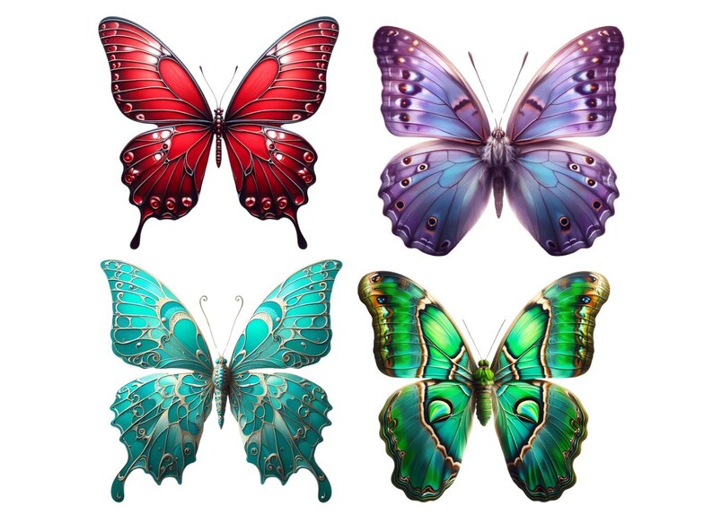 Watercolor Butterfly Clipart: Spring Insect PNG Graphics (commercial ...