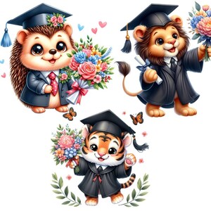 Watercolor Graduation Animals Clipart, Nursery Prints (digital Download ...