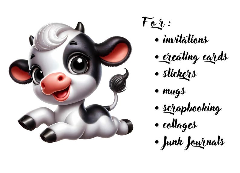 Baby Cow Clipart, Cartoon Style PNG Files (digital Download) - Etsy