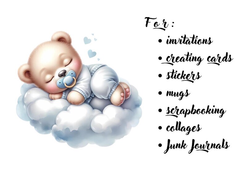 Watercolor Teddy Bear Clipart: Boy Baby Shower PNG (commercial Use) - Etsy