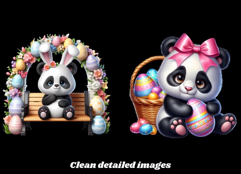 Easter Panda Clipart Set, Spring Graphics (PNG, 300 DPI - Etsy