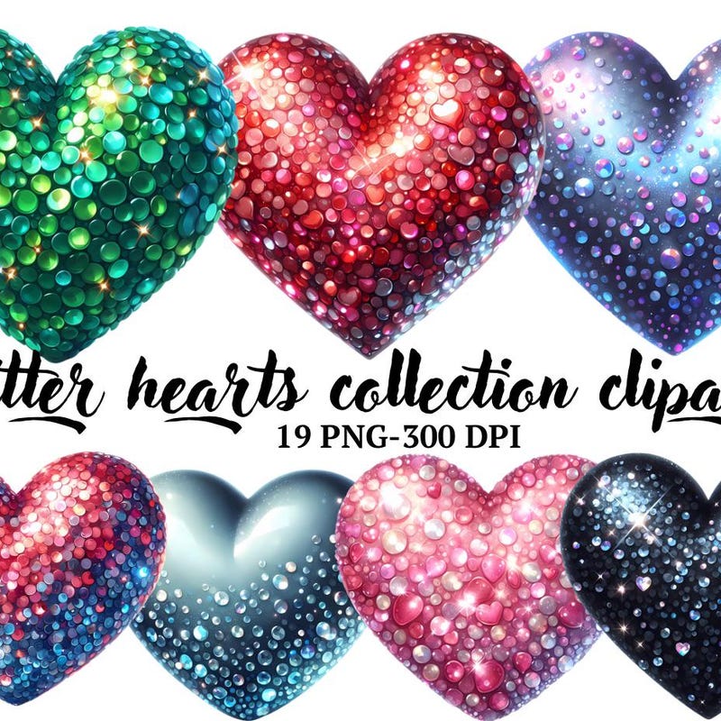 Red Glitter Hearts - Etsy