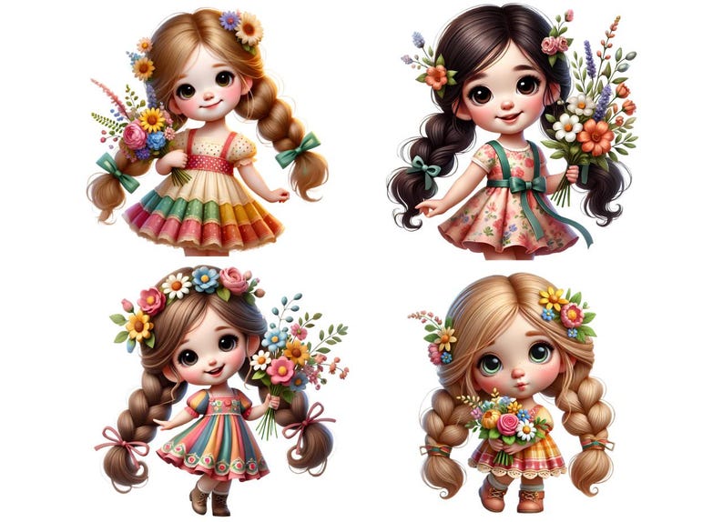 14 Girl With Flowers Clipart, Wild Flowers Clipart, Cute Flower Girl ...