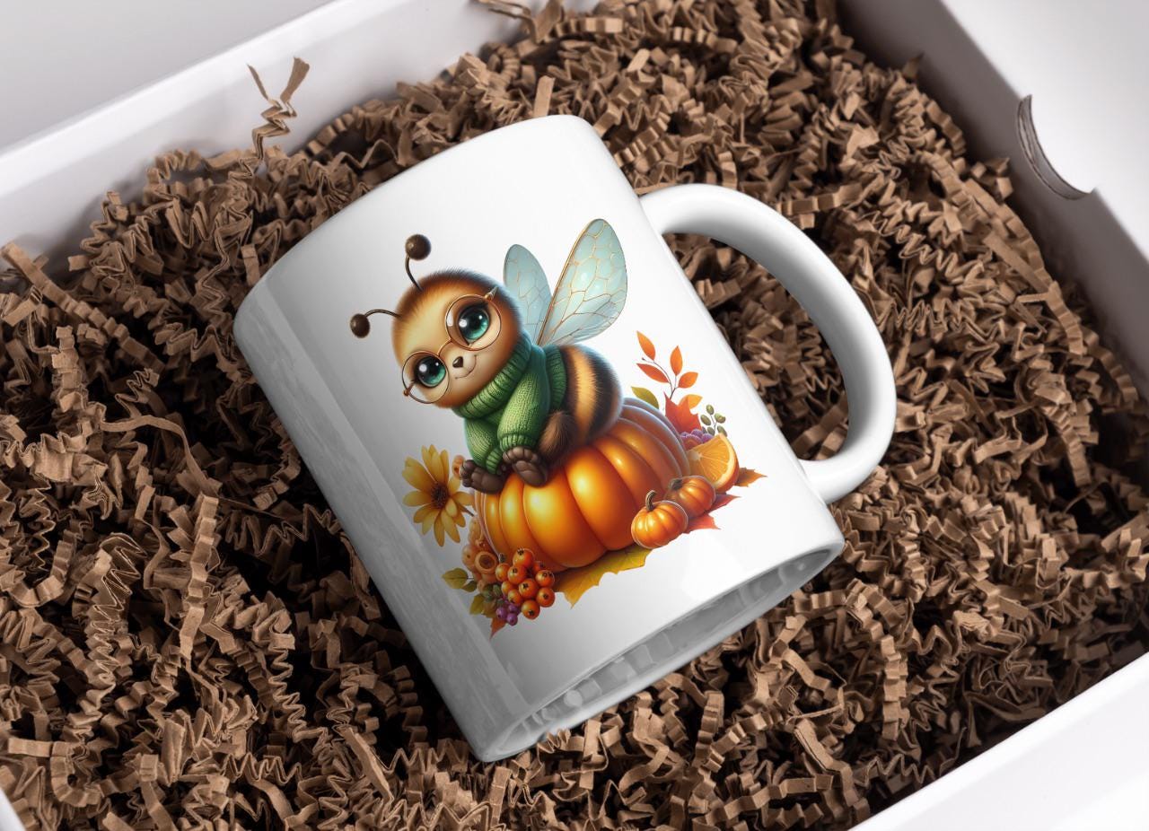Autumn Bees Clipart PNG: Cozy Fall Honey Bee Graphics (digital Download ...