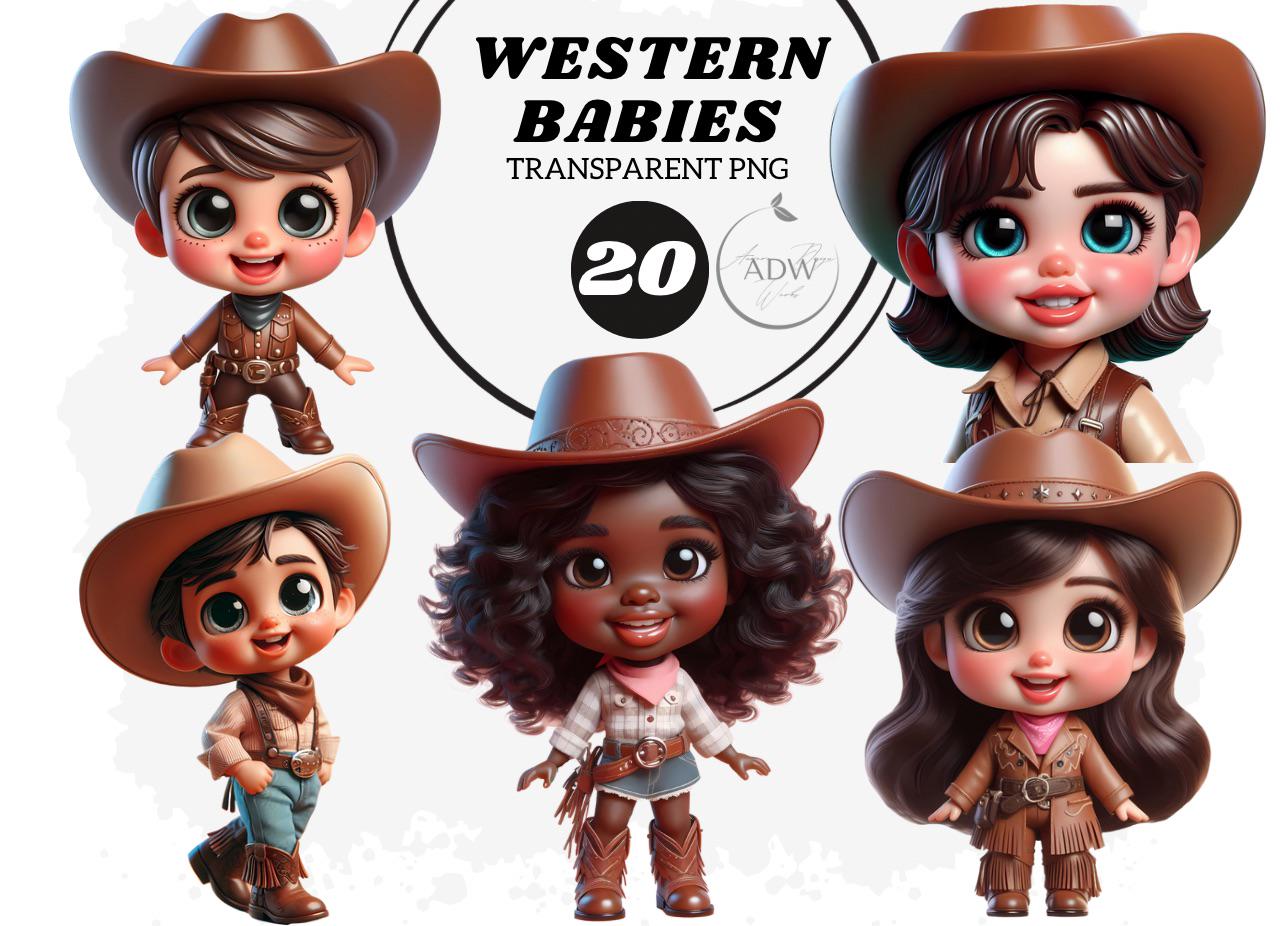 Cowboy Kids Clipart Set: Wild West PNG Illustrations (digital Download ...