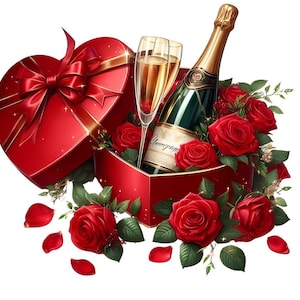 Romantic Gift Box Clipart | Red Love Present | Valentine Gift PNG - Etsy