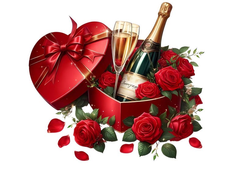 Romantic Gift Box Clipart | Red Love Present | Valentine Gift PNG - Etsy