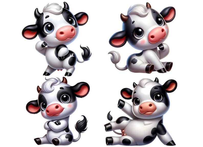 Baby Cow Clipart, Cartoon Style PNG Files (digital Download) - Etsy