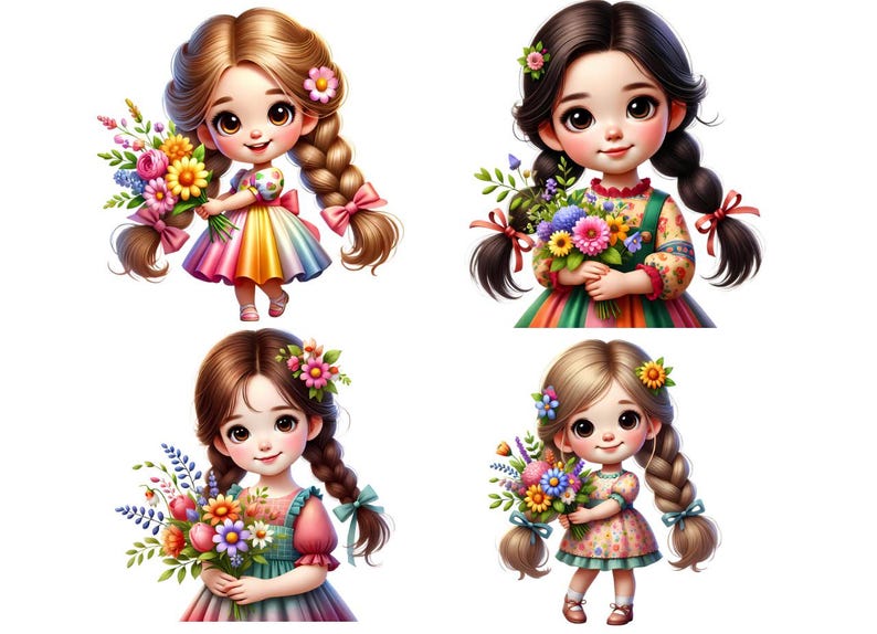 14 Girl With Flowers Clipart, Wild Flowers Clipart, Cute Flower Girl ...